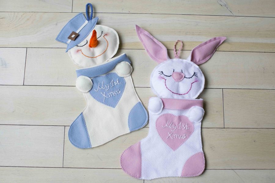 Baby's FIRST Christmas Stocking -Sewing pattern - Puppets in a bag ...